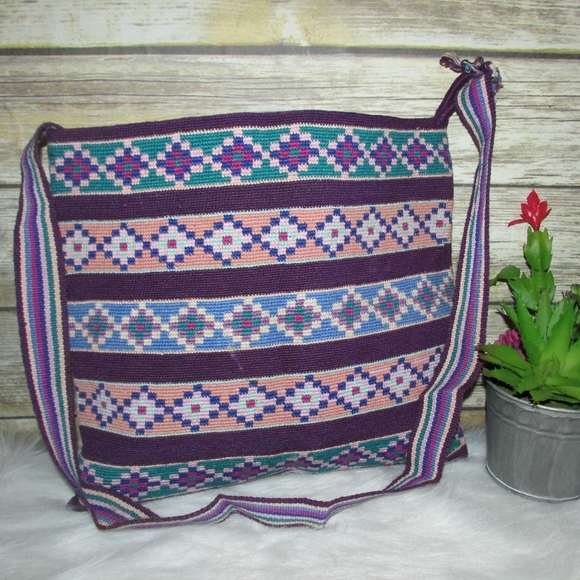 unknown | Bags | Diamond Pattern Woven Boho Square Shoulder Bag | Poshmark